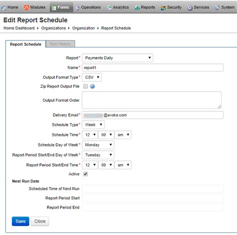 Configure Organization Report Scheduler
