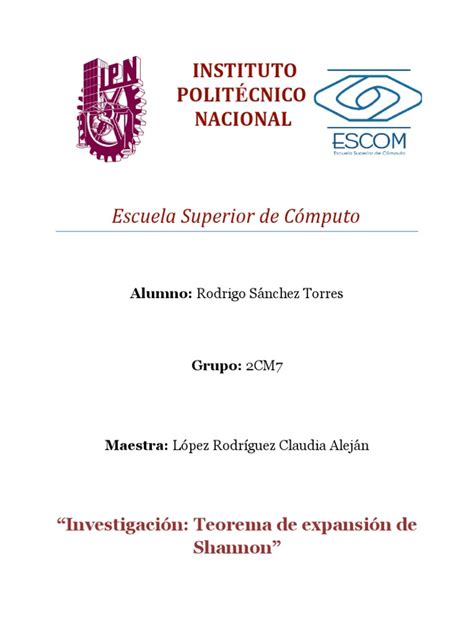 Teorema De Expansion De Shannon Pdf Álgebra De Boole Enseñanza De Matemática