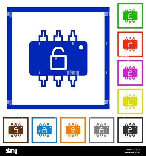 Hardware Unlocked Flat Color Icons In Square Frames On White Background Stock Vector Image And Art