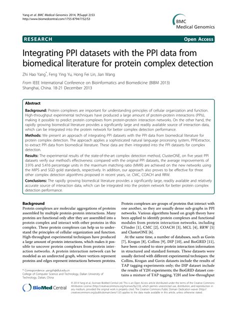 Pdf Integrating Ppi Datasets With The Ppi Data From Biomedical Literature For Protein Complex