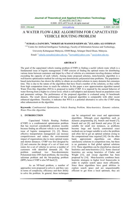 Pdf A Water Flow Like Algorithm For Capacitated Vehicle Routing Problem