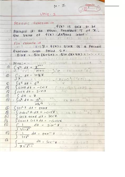 Maths Notes Fourier Series For First Year Master 1st Year Concepts