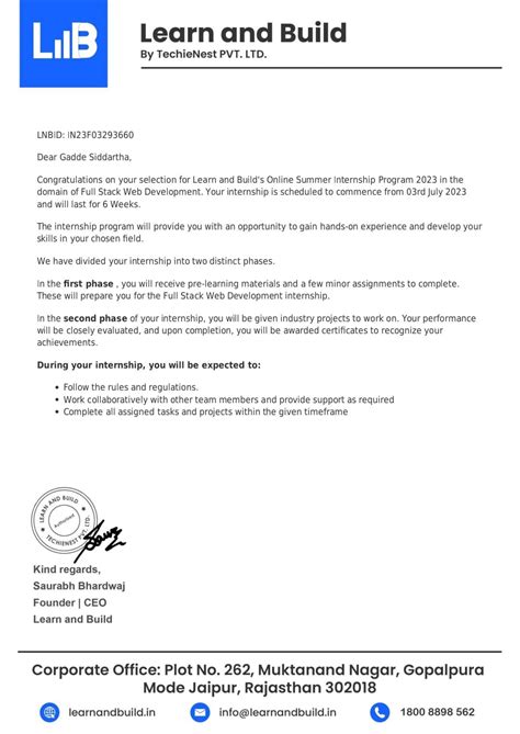 Siddartha Gadde On Linkedin Learnandbuild Lnb Summer Internship 2023 Summerinternship