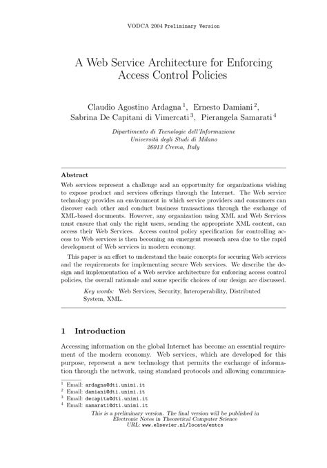pdf a web service architecture for enforcing access control policies