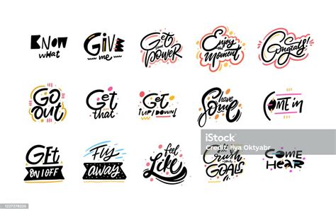 레터링 동기 부여 따옴표 세트 플랫 영감 타이포그래피 서예 그래픽 디자인 요소입니다 흰색 배경에 격리 귀여운에 대한 스톡 벡터 아트 및 기타 이미지 Istock