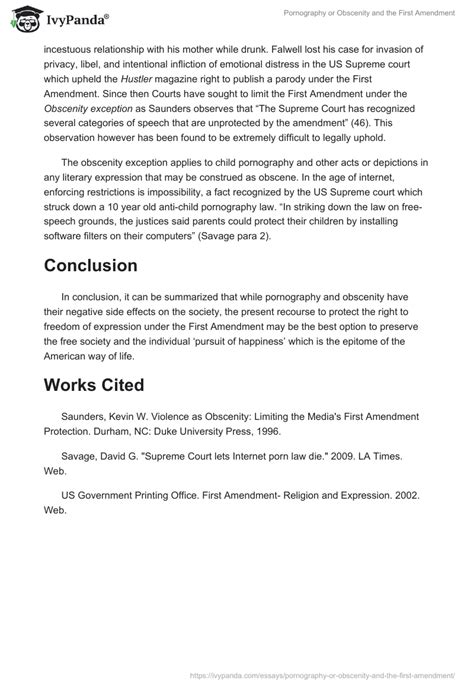 Pornography Or Obscenity And The First Amendment Words Essay Example