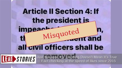 Fact Check Article Ii Section 4 Of The U S Constitution Does Not Say All Officers Will Be