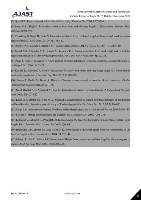 Stature Estimation From Index And Ring Finger In Kashmiri Population Pdf