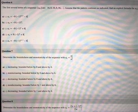 Solved The First Several Terms Of A Sequence An Are 16
