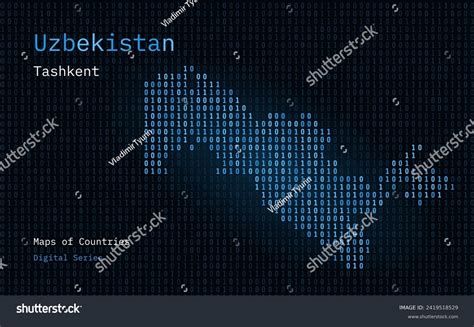 Uzbekistan Map Shown Binary Code Pattern Stock Vector Royalty Free