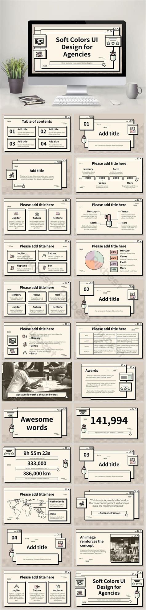 Soft Colors UI Design For Agencies Cream PowerPoint PPTX Template Free Download Pikbest Soft Colors UI Design For Agencies Cream PowerPoint PPTX Template Free Download Pikbest