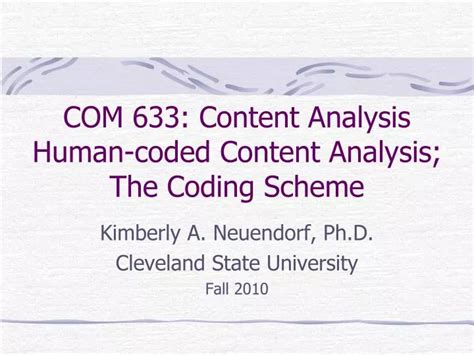 Ppt Com 633 Content Analysis Human Coded Content Analysis The