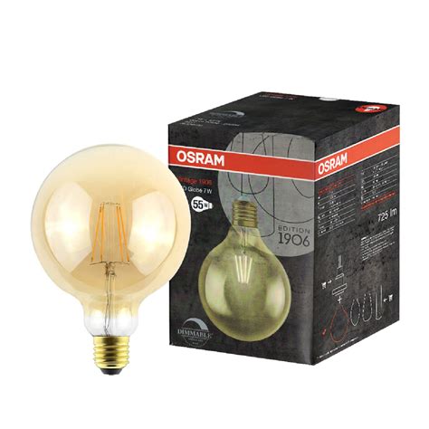 Osram Vintage Dimmable Led Globe W E Light Bulb