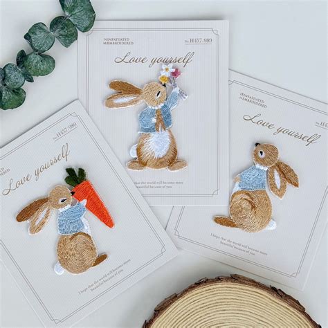 Rabbit Patch 3 Styles Embroidered Bunny Patches Iron On Sew On