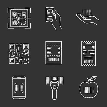 Barcodes Chalk Icons Set Identification Shop Product Vector Identification Shop Product PNG