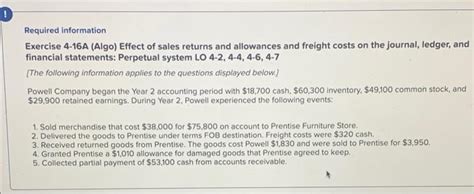 Solved Required Information Exercise A Algo Effect Of Chegg Com