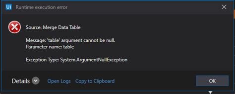 Table Argument Cannot Be Null Help Uipath Community Forum