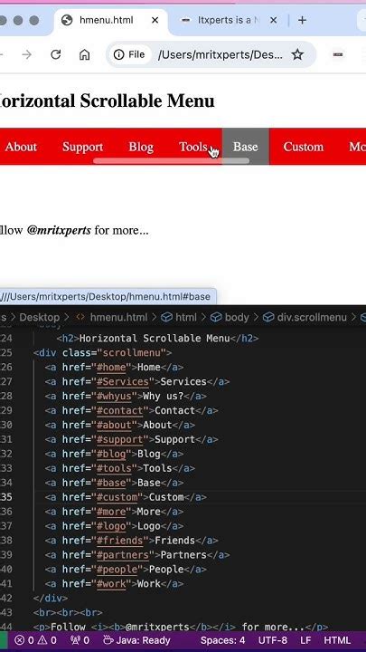 how to create a horizontal scroll menu using html css html css
