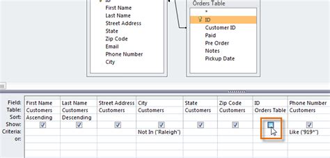 Access 2010 More Query Design Options
