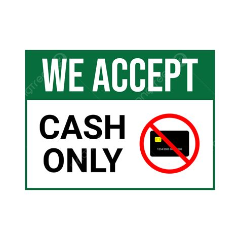 We Accept Cash Only Sign Vector We Accept Cash Only We Accept Cash