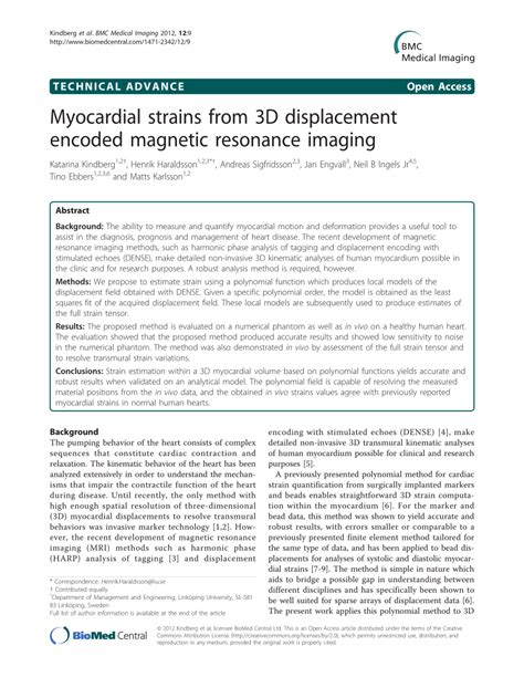Download Pdf Myocardial Strains From 3d Displacement Encoded Magnetic