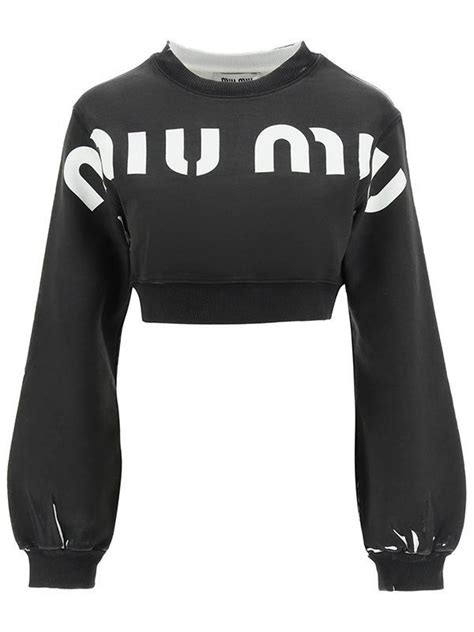 미우미우 로고 크롭 스웨트셔츠 위시버킷