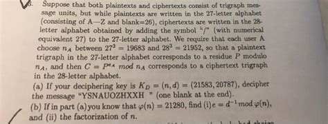 Solved 3 Suppose That Both Plaintexts And Ciphertexts