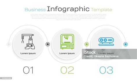 라인 조립 라인 3d 프린터 및 3d 스캐닝 시스템을 설정합니다 비즈니스 인포그래픽 템플릿입니다 벡터 0명에 대한 스톡 벡터 아트 및 기타 이미지 Istock