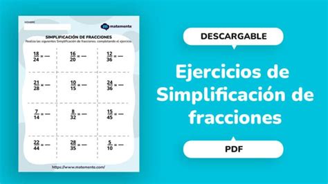 36 Ejercicios De Simplificación De Fracciones ¡en Pdf