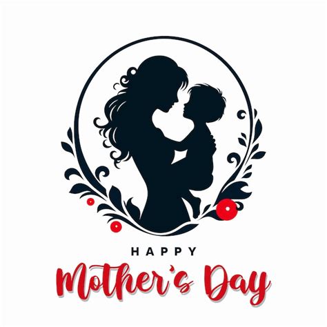 Un Cartel Para El Día De La Madre Con Una Silueta De Una Madre Vector