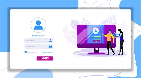 온라인 등록 및 가입 개념 사용자 인터페이스를 사용하여 온라인 계정에 가입하거나 로그인하는 사람들 보안 로그인 및 암호 Ui 데스크톱 및 노트북 웹용 벡터 일러스트 레이 션