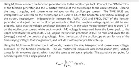 Solved Using Multisim Connect The Function Generator Tool