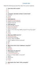 Computer Quiz ESL Worksheet By Ianmau