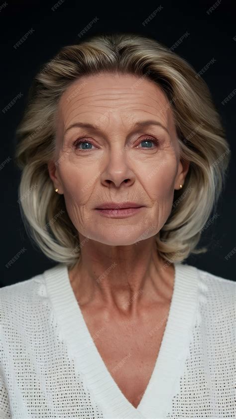Portrait Of Good Looking Middle Aged Woman With Wrinkled Face Natural