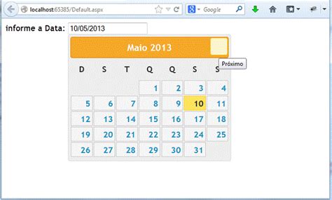 Jquery Selecionando Uma Data De Um Calendário