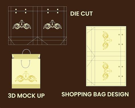 Premium Vector Shopping Bag Design Package Design With Die Cut Shopping Bag 3d Mockup Shopping