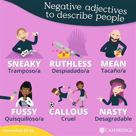 Negative Adjectives To Describe People Aprender Ingles Britanico