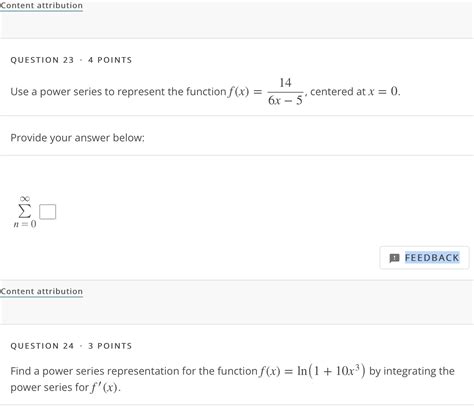 Solved Question 23 4 ﻿pointsuse A Power Series To