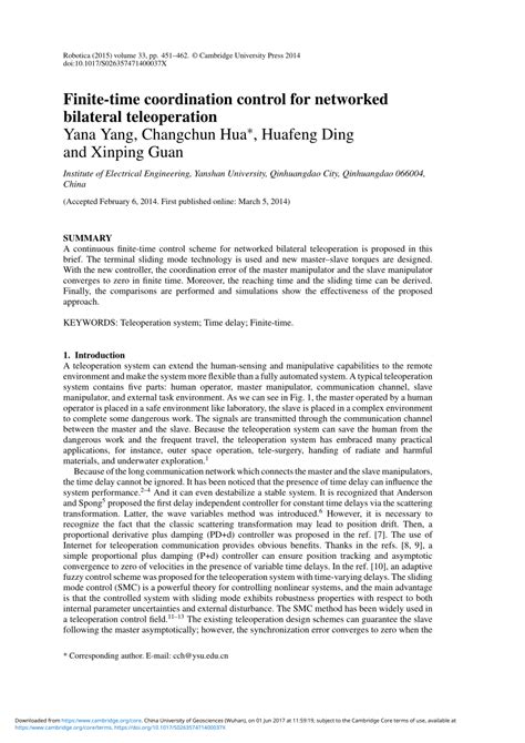Pdf Finite Time Coordination Control For Networked Bilateral