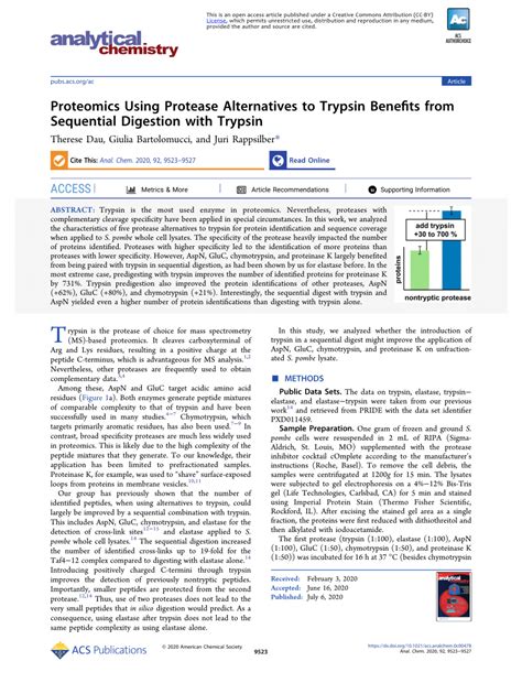 Pdf Proteomics Using Protease Alternatives To Trypsin Benefits From