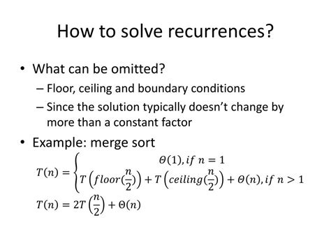 Ppt Design And Analysis Of Algorithms Recurrences Powerpoint