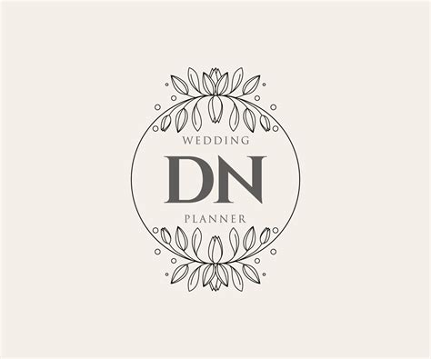 Dn Initials Letter Wedding Monogram Logos Collection Hand Drawn Modern