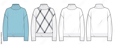 Set Of Sweaters Jumpers Technical Fashion Illustration Sweaters