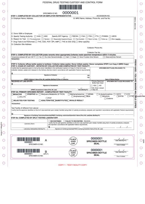 Top Federal Drug Testing Custody And Control Form Templates Free To