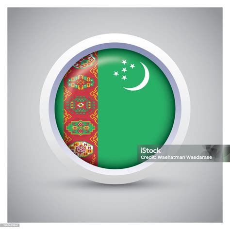 깃발 아이콘이 있는 흰색 버튼에 투르크메니스탄 국기 표준 색상 0명에 대한 스톡 벡터 아트 및 기타 이미지 0명 3차원 형태 공동체 Istock