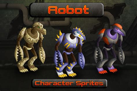 Free 2d Robot Sprite By Free Game Assets Gui Sprite Tilesets