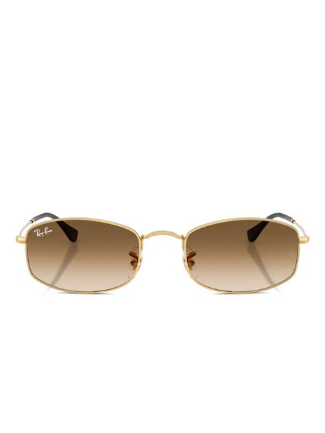 Ray Ban Rectangle Frame Sunglasses Gold Farfetch Uk