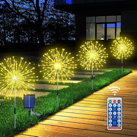 Solar Fireworks Lights Outdoor Waterproof 4 Pack 800led Solar Garden