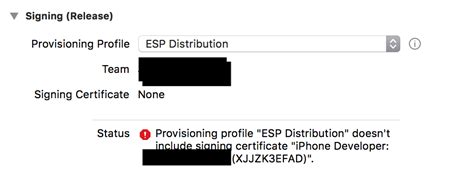 ios ad hoc distribution can t sign provisioning profile with