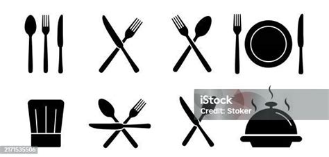 은식기 아이콘 포크 나이프 접시 숟가락 메뉴 기호입니다 검은 은식기 아이콘입니다 벡터 일러스트 레이 션 단순함에 대한 스톡 벡터 아트 및 기타 이미지 Istock
